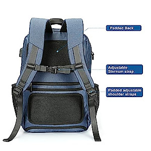 STOVER Laptop Travel Backpack, Fits 15.6 Inch Notebook with Luggage Compartment, Reflector for Safe, Backpack for Casual Use, Business Women and Men (Blue)