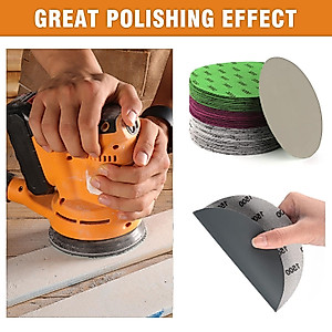 POLIWELL 6 Inch (150mm) Hook and Loop Sanding Discs, 1000/1500/2000/3000 Assorted Grit Wet Dry Sandpaper with Premium Silicon Carbide Abrasive for Automotive Woodwork Art Craft, Pack of 40