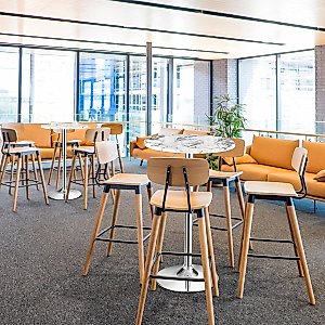 Giantex Round Pub Table Height Adjustable, 360° Swivel Cocktail Pub Table with Sliver Leg and Base for Home, Bar Table (White)