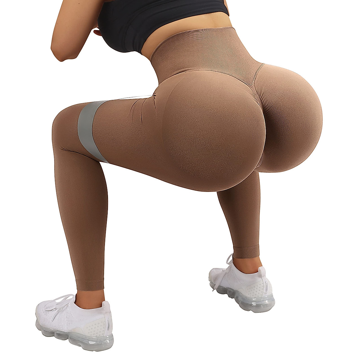 OMKAGI Women Scrunch Butt Lifting Leggings Seamless High Waisted Workout Yoga Pants(S,657-Coffee)