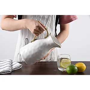 Pampa Bay Golden Salerno Titanium-Plated Porcelain Water Pitcher, 8.25 x 6.25 x 4.75in