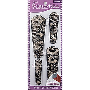 SEW TRENDS SCISSORFOBZ Designer Scissors Sheaths with ScissorGripper Covers Holders for Embroidery Sewing Quilting Gifts- 4PC VALUE PACK - Black and Beige Textures. #S-20