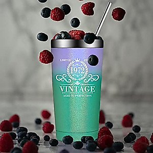 SpenMeta 51st Birthday Gifts for Women, Men - Unique Great Wedding Anniversary Present for Couple, Parents - 51 Year Old Ideas Gifts for Mom, Dad - Vintage 1972 Tumbler Cup