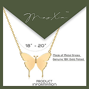 MRSXIA Butterfly Necklace for Women Gold Pendant 18K Gold Filled Dainty Chain Simple Insect Jewelry