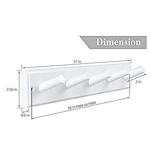 horkmous 2PCS Coat Rack Wall Mount, 5 Pegs Wood Coat Hook Wall Hanger, 17 Inches Wall Mounted Coat Rack for Hanging Towels, Hats, Backpacks, Clothes, Keys(White)