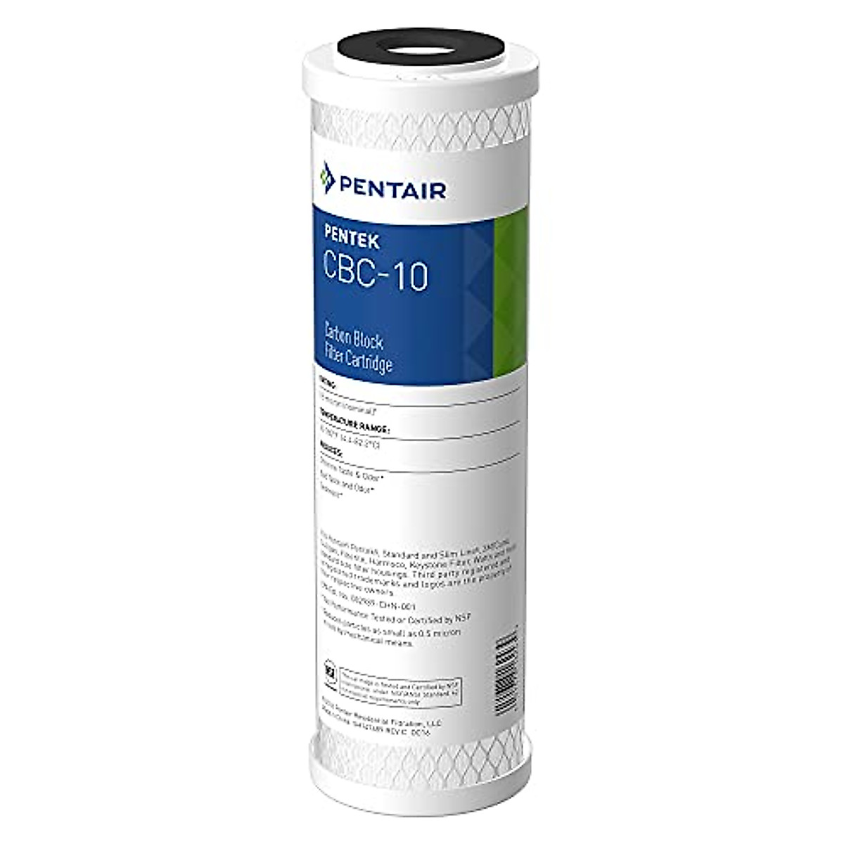 Pentair Pentek CBC-10 Carbon Water Filter, 10-Inch, Under Sink Carbon Block Replacement Cartridge with Bonded Powdered Activated Carbon (PAC) Filter, 10" x 2.5", 0.5 Micron