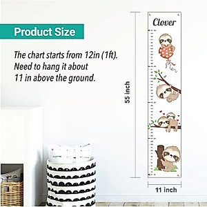 Personalized Kids Canvas Growth Chart, Height Chart, Growth Chart Banner, Sloth Theme