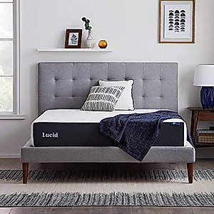 Lucid 10 Inch Memory Foam Plush – Gel Infusion- Hypoallergenic Bamboo Charcoal- King Size Mattress, White