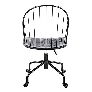 LumiSource Riley Adjustable High Back Office Chair, Farmhouse Style, Black Wooden Desk Chair with Wheels, Arm Rest, Recliner, 18 lbs, 27.5"L × 27.5"W × 38.5"H