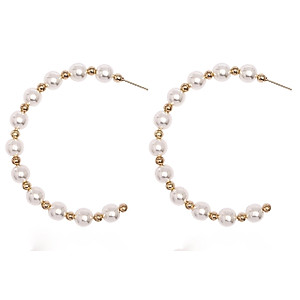 Fashion jewelry designer large statement immitation faux pearl classic round shape hoop earrings for women