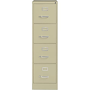Pemberly Row 25" Deep 4 Drawer Letter File Cabinet in Putty, Fully Assembled