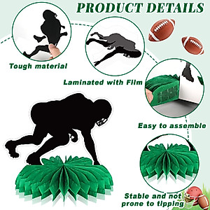 QOUBAI 12Pcs Football Honeycomb Centerpieces Football Player Party Decorations Sports Party Decor Table Toppers Birthday Party Decoration for Baby Shower Gameday Tailgate Party Favor Supplies
