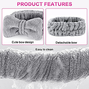 SLNZAPTY 8 Pcs Face Wash Headband, Spa Makeup Headband, Fluffy Bow Facial Headband, Soft Microfiber Skin Care Head Wrap, Shower Bathing Yoga Hair Band for Women - Multicolor
