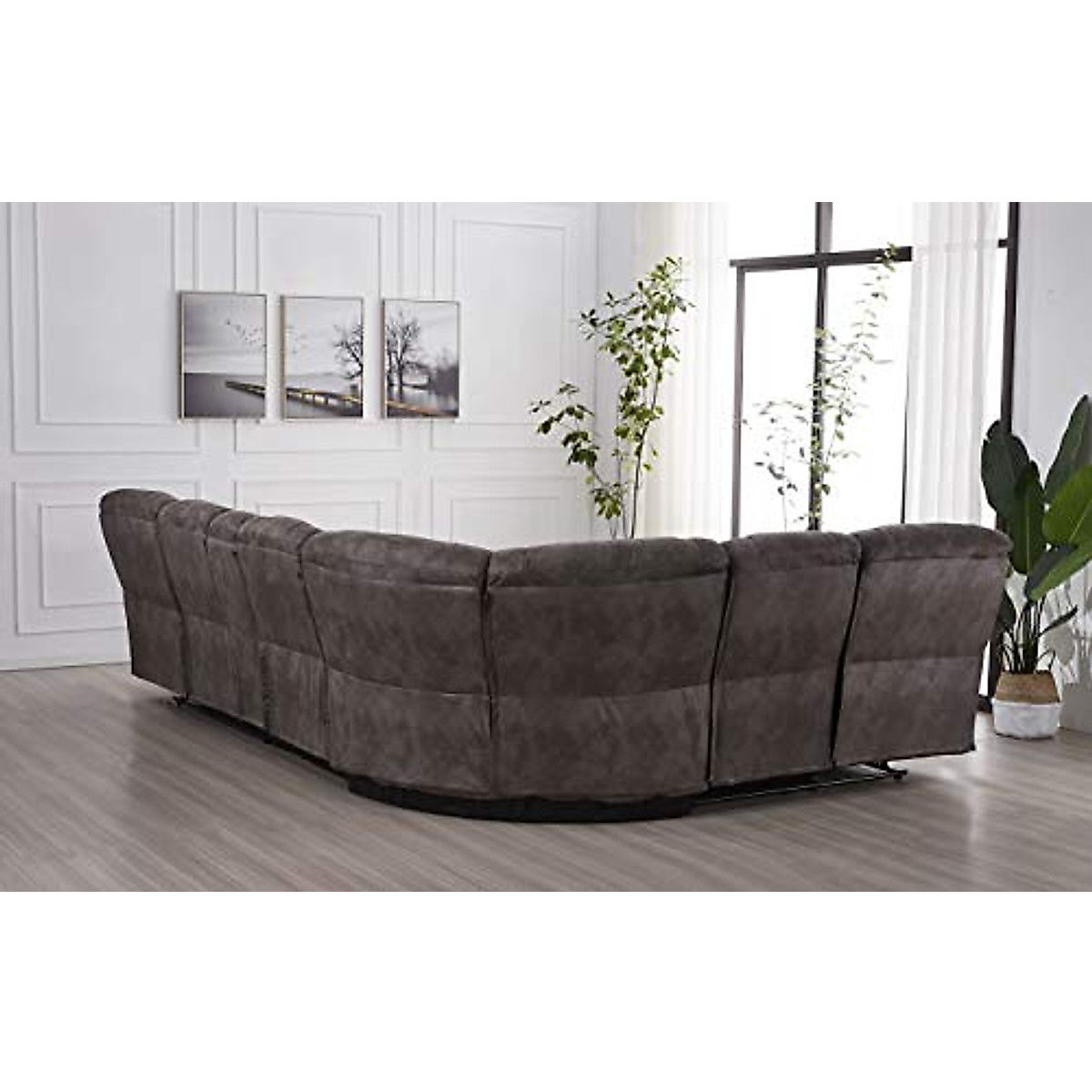Betsy Furniture Large Microfiber Reclining Sectional Living Room Sofa in Grey 8019 [Left or Right]