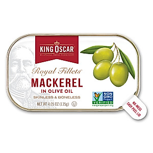 King Oscar Skinless & Boneless Mackerel in Olive Oil, 4.05-Ounce Cans (Pack of 6)
