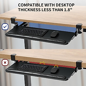 ADOFFUR Keyboard Tray Under Desk,Pull Out Keyboard & Mouse Tray with Heavy-Duty C Clamp Mount and Mat, Slide Out Platform Drawer for Home Office Computer Workstations