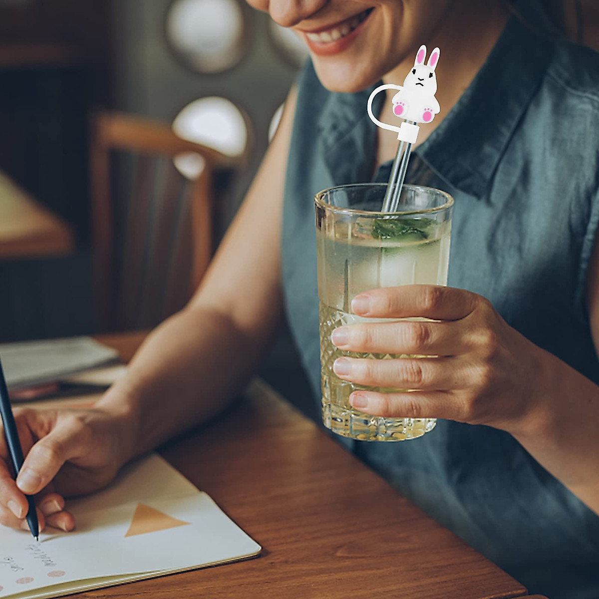 Straw Covers Cap,20PCS Straw Toppers for Tumblers,Reusable Animals Fruit Straw Tips Cover for Outdoor Home Kitchen Party Decor,Duck Dinosaur Sun Silicone Straw Cover