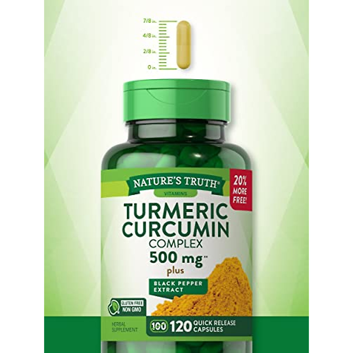 Turmeric Curcumin with Black Pepper Extract | 500mg | 120 Capsules | Non-GMO & Gluten Free Complex Supplement | by Nature's Truth