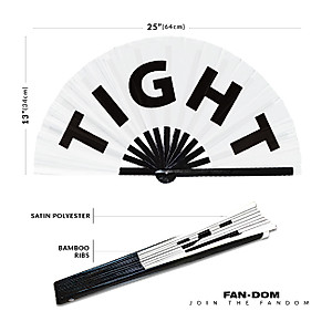 Tight hand fan foldable bamboo circuit hand fan funny gag slang words expressions statement gifts Festival accessories Rave handheld Circuit event fan Clack fans (White)