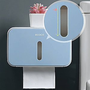 Outdoor Waterproof Toilet Paper Holder for Bathroom - Pet Proof Plastic TP Tissue Holder Dispenser Full Cover Adhesive Mounted for Small RV TP Roll
