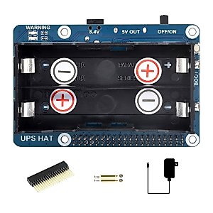 Waveshare UPS HAT for Raspberry Pi 5/4B, 5V Uninterruptible Power Supply Charge and Power Output at The Same Time