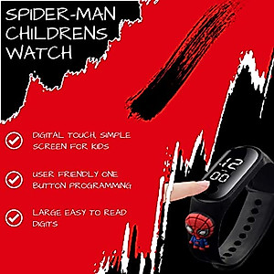 EDGELL HOUSE Children’s Spiderman Backpack and Digital Bracelet Set for Kids Marvel Spidey Backpack with LED Spider-man Bracelet Spiderman cloth School Backpack School bag for boys and girls