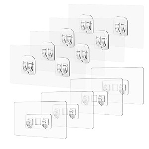 8 Pcs Shower Caddy Adhesive Hooks Replacement, Corner Shower Caddy Adhesive Sticker Hooks, No Drilling Transparent Bathroom Shelf Basket Soap Dish Hanging Hooks Kitchen Racks Accessories