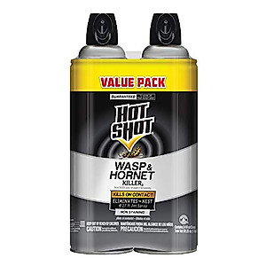 Hot Shot Wasp & Hornet Killer Spray (2 Pack), Eliminates The Nest, Sprays Up Tp 27 Feet, for Insects, 17.5 fl Ounce