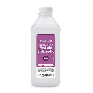 Amazon Basics 91% Isopropyl Alcohol First Aid Antiseptic, Unscented, 16 Fl oz, 1-Pack