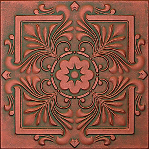 R22 Copper Patina 20x20 Amazing Styrofoam Tin Look Ceiling Tiles Easy to Glue Up On Any Type of Surface