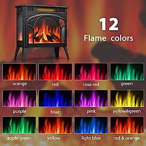 Electric Fireplace Heater Portable Electric Fireplace Stove Heater Indoor,12 Flame Colors,12 Flame Bed Colors,5 Flame Brightness,5 Flame Speeds,Control The Temperature