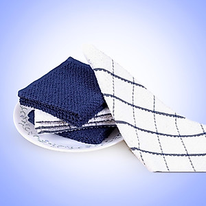 AMOUR INFINI Kitchen Dish Cloths Set of 8 – Highly Absorbent, Super Soft Terry Cotton Dishcloth (12"x12" Inch) Wash & Cleaning Cloths for Kitchen & Dishwashing (Blue)