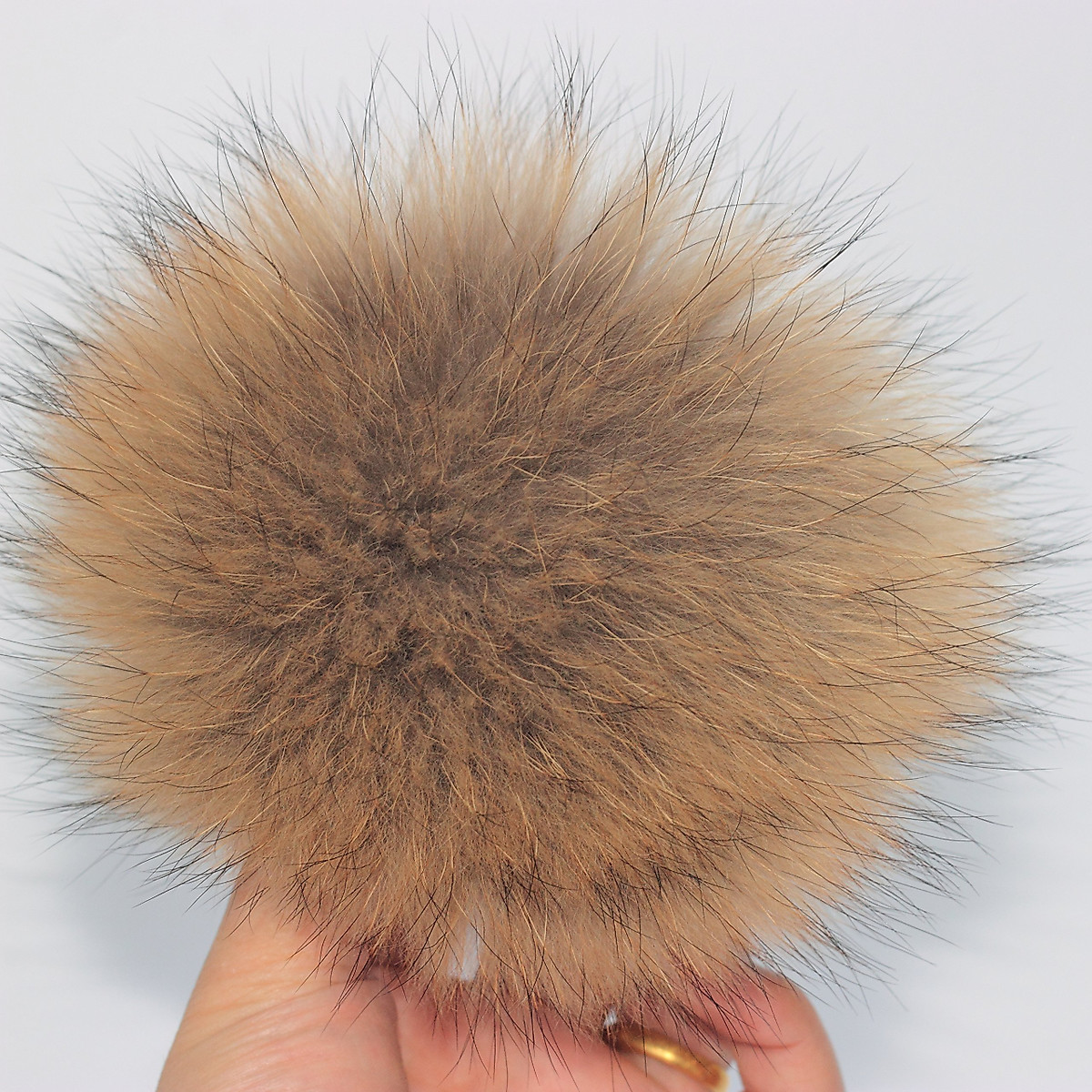 Fosrion 6.3" Diameter Big Raccoon Fur Pom Ball for Shoes Boots Hat Handbag Charms DIY Snap Button (Natural Raccoon)