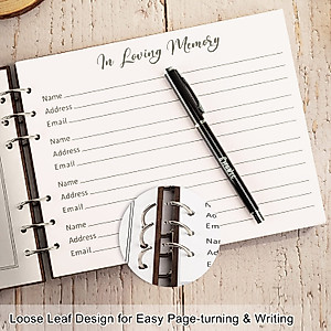 Creawoo Wooden Funeral Guest Book for Memorial Service Celebration of Life Decorations, Hardcover In Loving Memory Guestbook Set with White Pages, Included Share a Memory Cards, Table Sign, Pen (8.5")