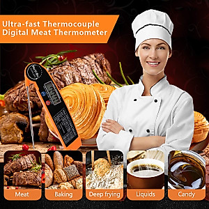 HoYiBo Candy Thermometer,Meat Thermometer, Digital Meat Thermometer, Food Thermometer,2S Ultra Fast Instant Read Digital Kitchen Thermometer for Grilling, BBQ, Baking, Candy, Liquids, Oil