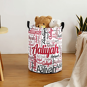 Personalized Laundry Basket Custom Name Laundry Hamper Collapsible Clothes Storage Basket With Handles Waterproof Canvas Storage Basket for Bathroom Living Room Bedroom Kids Room (Color 01)