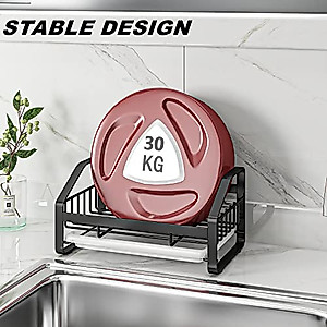 BSKSSK Sink Caddy, Sponge Holder for Kitchen Sink, Kitchen Bathroom Sink Organizer, 304 Stainless Steel Kitchen Countertop Organizer Soap Tray with Removable Drain Tray-Black