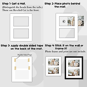 8x10 White Mat for (2) 4X6 Pictures - Pack of 10 - White Core Bevel Cut Acid-Free Mat Boards for Artworks, Prints, Photographs - Great for Weddings, Engagements, Graduations - Signature Friendly