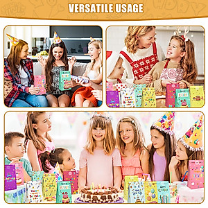 Shindel Party Favor Bags, 54PCS Happy Birthday Treat Bags, Birthday Bags For Kids, 4.7" x 3.1" x 8.7" 12 Designs Colored Paper Bags Goodie Bags for Birthday Party Kids