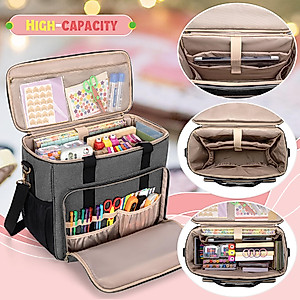 Luxja Craft Bag for Scrapbook Supplies (Fits 12 x 12 inch Scrapbook Album and 15.6” Laptop), Scrapbook Tote Bag with Multiple Pockets (Patent Pending), Gray