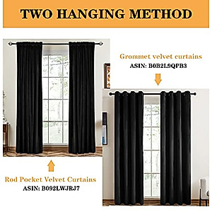 Topfinel Black Blackout Velvet Curtains 90 inches Long for Living Room, Grommet Brightens Thick Vertical Backdrop Drapes for Cinema/Room Dividers, W52 x L90 Each Panel, 2 Panels