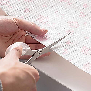 GLOW4U Decorative Floral Foam Non-Adhesive Shelf Liner for Drawer Refrigerator Kitchen Cabinets Pantry Cupboard Closet (Pink, 17.7x137 Inches)