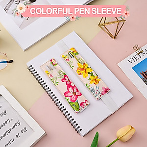 Ychelhr 4PCS Adjustable Elastic Band Pen Holder Pen Sleeve Pouch Colorful PU Leather Notebook Pen Holder Pencil Holder for Hardcover Journals, Notebooks, Planners