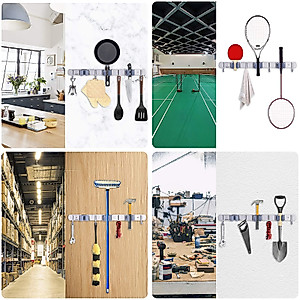 Saxhorn Broom Holder Wall Mount, Mop Holder Organizer Wall Mounted Broom Hanger for Home, Kitchen, Garden, Garage, Laundry Room Organization and Storage(2Pack, 3 Racks 4 Hooks)