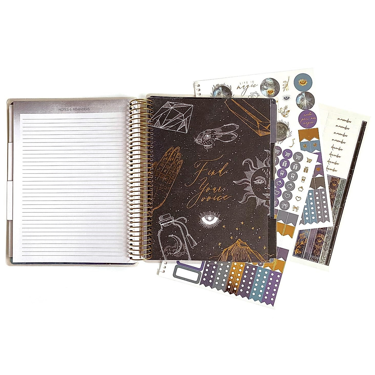 Paper House Productions 12 Month Undated 9.5" Planner with Month and Event Flag Stickers - Celestial