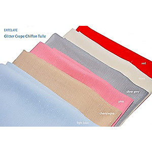 Glitter Chiffon Sheer Crepe Fabric for Bridal Decoration & Crafting 59 Inches Width by The Yard Entelare(Silver Grey 2Yards)