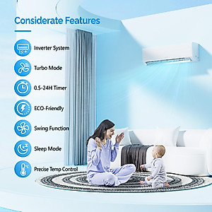 ROVSUN 18,000 BTU 19 SEER Mini Split Air Conditioner with Inverter Technology, 230V/60Hz, AHRI Certified, Eco-Friendly, Smart Operation, Quiet Cooler & Heater, Customer Care