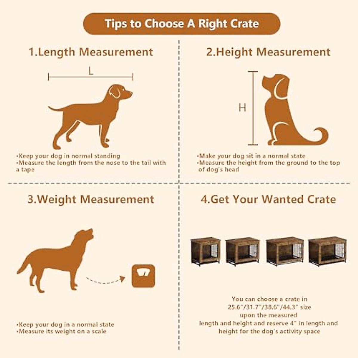 Lamerge Wooden Dog Crate Furniture for Large Dog, Heavy Duty Dog Crate End Table with Pull-Out Tray, 3-Door Dog Kennel, Indoor Pet Furniture, 44.3" L x 28.7" W x 31.9" H, Brown