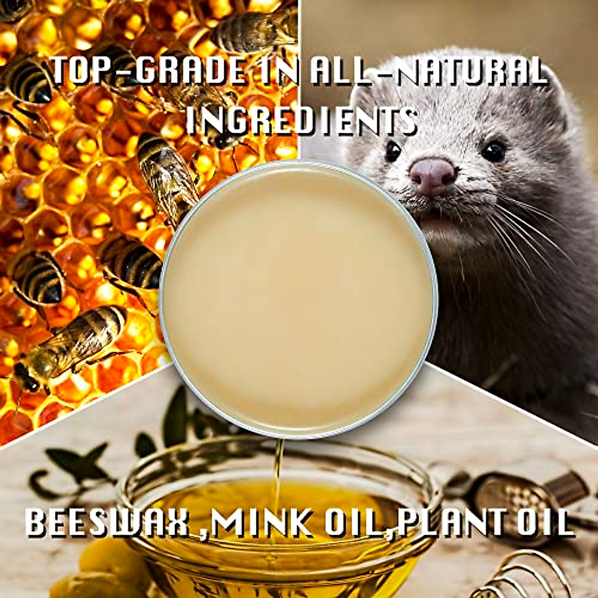 SALTY FISH All-Natural Leather Conditioner and Cleaner,Made with Mink Oil Beeswax,Protect Soften Waterproof Leather Furniture,Car Seats,Shoes,Boots,Bags (3.53 Oz)