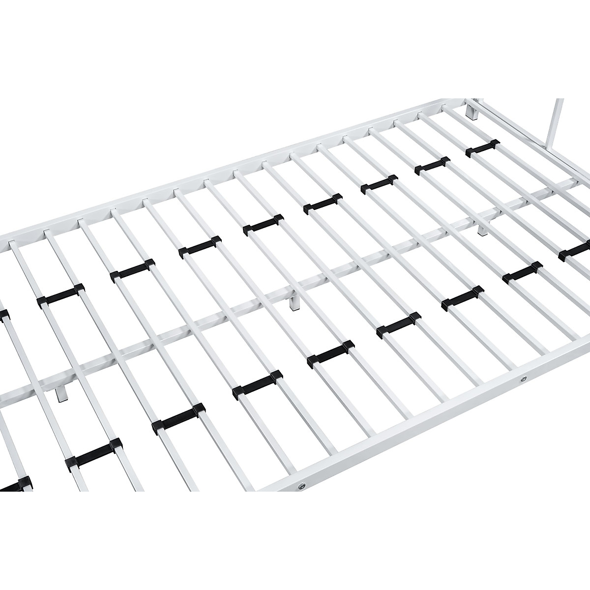 Wakefit Twin Size Montessori Floor Bed with Headboard and Footboard, Metal House Bed Frame with Soundproof Strip for Children, Toddlers, Boys, Girls Bedroom, Kids Playroom, No Box Spring Needed(White)